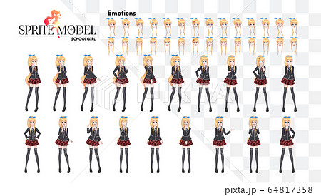 Set of emotions. Sprite full length character forのイラスト素材 [64817358] - PIXTA