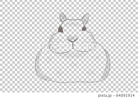 Line drawing of a rabbit facing the front - Stock Illustration ...