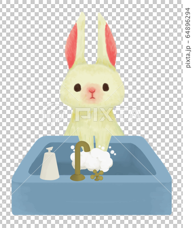 Illustration of a rabbit washing his hands for... - Stock Illustration ...