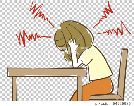 Woman blocking her ears and holding her head - Stock Illustration ...