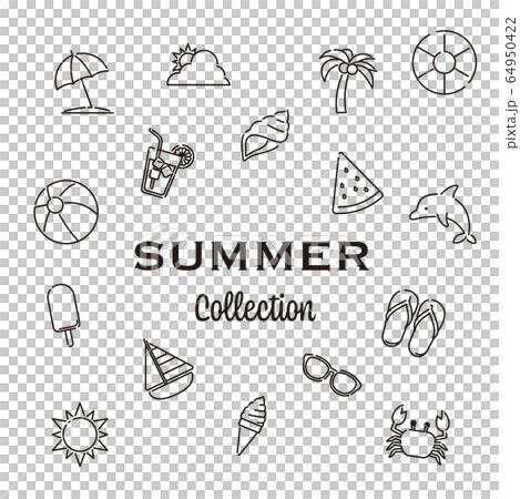 Summer icon illustration set 2 (line drawing) - Stock Illustration ...