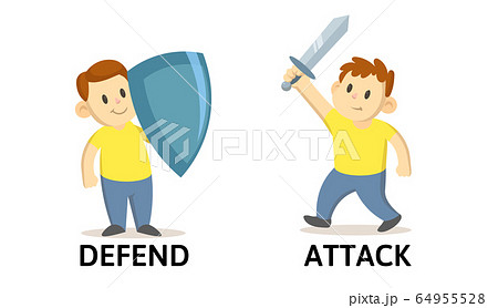 Words DEFEND and ATTACK textcard with text...のイラスト素材 [64955528] - PIXTA