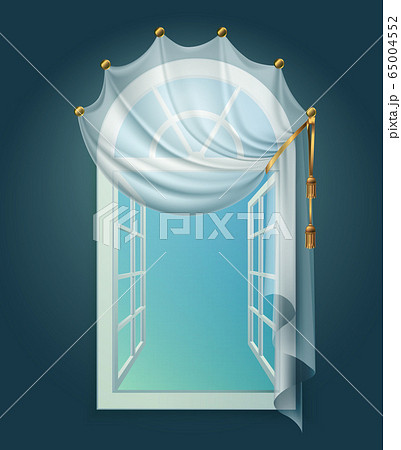 Window Billowing Curtains Compositionのイラスト素材 [65004552] - PIXTA