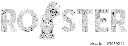 Word rooster with bird head. Vector zentangleのイラスト素材 [65039241] - PIXTA