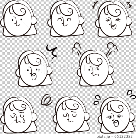 Female face icon hand drawn manga style - Stock Illustration [65122382 ...