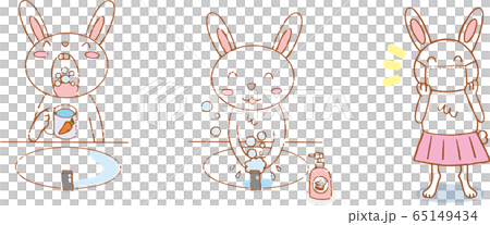 Lifestyle (gargling / hand washing) Rabbit set - Stock Illustration ...