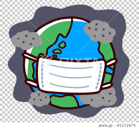 Environmental pollution and wearing earth mask - Stock Illustration ...