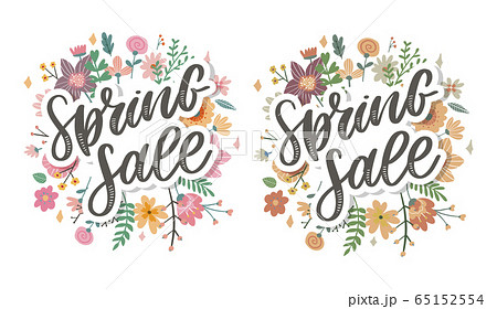Spring Sale Word Hanging on Leaves with Strings.のイラスト素材 [65152554] - PIXTA