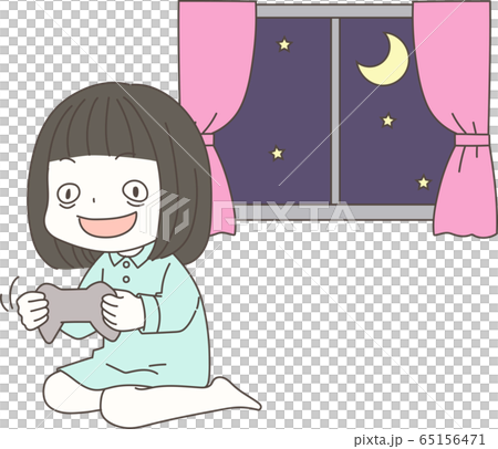 Child (girl) staying up late - Stock Illustration [65156471] - PIXTA