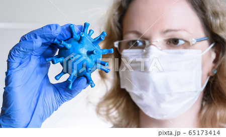 Coronavirus and science concept, woman researcherの写真素材 [65173414] - PIXTA