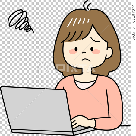 Woman operating a computer (stuck) - Stock Illustration [65197074] - PIXTA