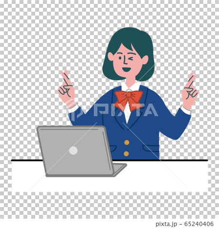 Blazer student female computer wishing good... - Stock Illustration ...