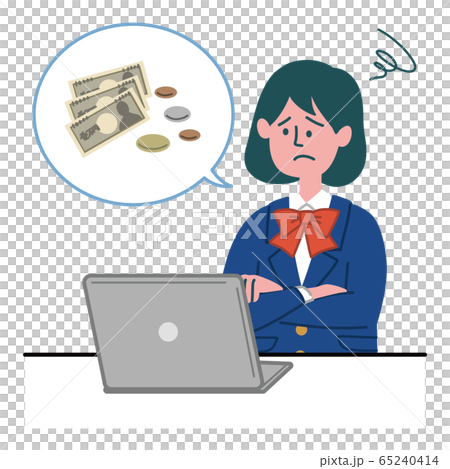 Blazer student female computer money - Stock Illustration [65240414 ...
