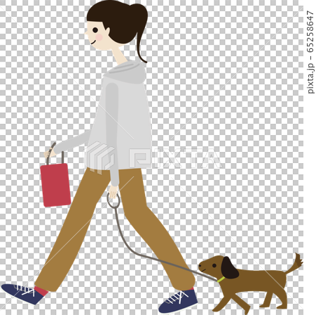 Woman taking a walk without background - Stock Illustration [65258647 ...