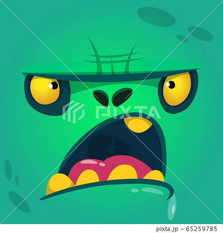 Cartoon growling zombie face. Vector zombieのイラスト素材 [65259785] - PIXTA