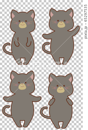 Black cat pose variation set - Stock Illustration [65297535] - PIXTA