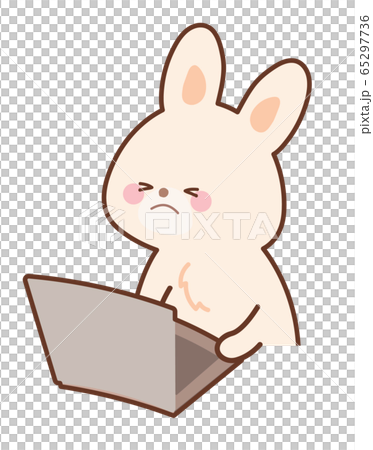 Rabbit working on a computer in trouble - Stock Illustration [65297736 ...