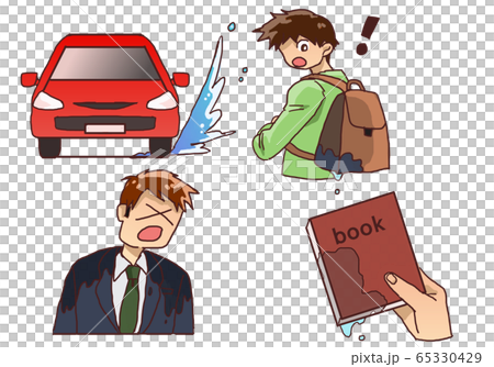 People getting wet in the rain - Stock Illustration [65330429] - PIXTA