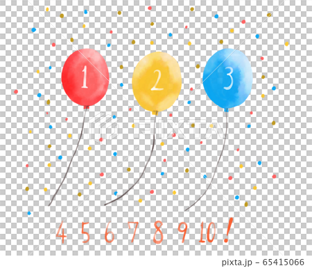 Watercolor balloon illustration with numbers - Stock Illustration ...