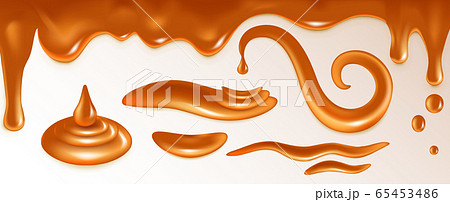 Set of Spilled Maple Syrup or Liquid Caramelのイラスト素材 [65453486] - PIXTA