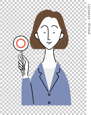 Business woman holding a Maru tag - Stock Illustration [65494261] - PIXTA