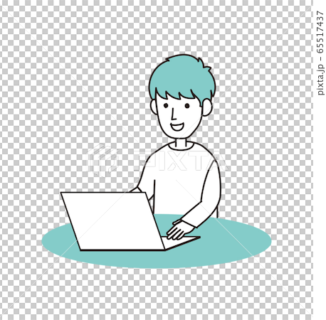 Illustration of a man using a laptop - Stock Illustration [65517437 ...