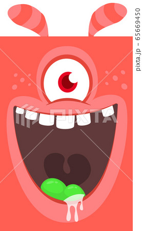 Happy cartoon red monster screaming. Yelling...のイラスト素材 [65669450] - PIXTA