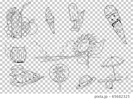 Summer illustrations, line drawings - Stock Illustration [65682325] - PIXTA