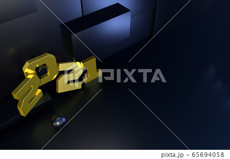 2021 year golden sign with black background. 3D...のイラスト素材 [65694058 ...