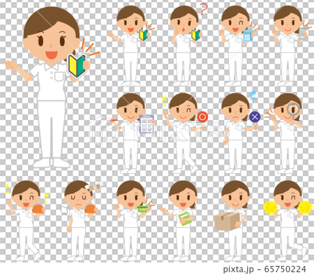 Nurse nurse facial expression gesture set - Stock Illustration ...