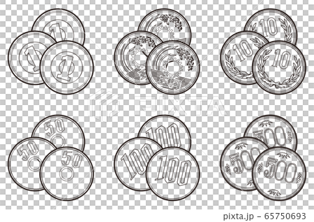 Set of 3 coins black - Stock Illustration [65750693] - PIXTA