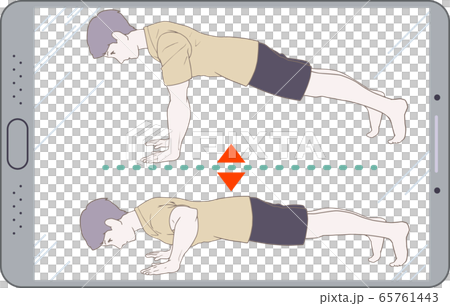 Online training, push-up, posture, men - Stock Illustration [65761443 ...