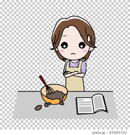A woman worried that she can not cook well - Stock Illustration ...