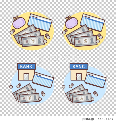 Illustration of money-related icons (4 types,... - Stock Illustration ...