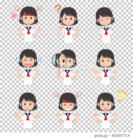 Female student High school girl Junior high... - Stock Illustration ...