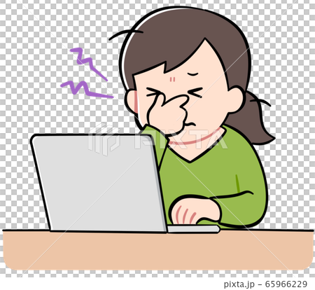 A woman using a computer (holds her eyes) - Stock Illustration ...