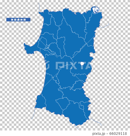 Akita Prefecture Map Simple Blue City - Stock Illustration [66029118 ...