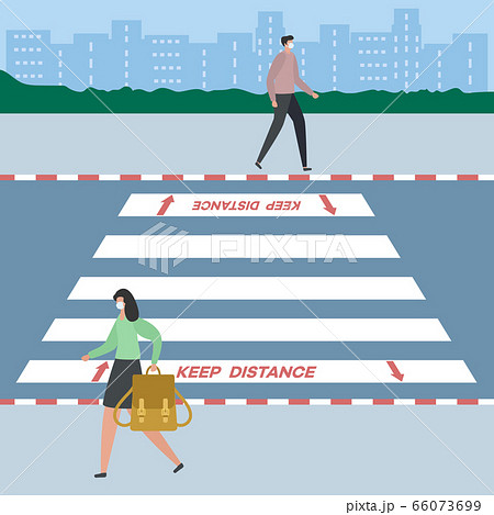 Social distancing People Crosswalk Keep distanceのイラスト素材 [66073699] - PIXTA