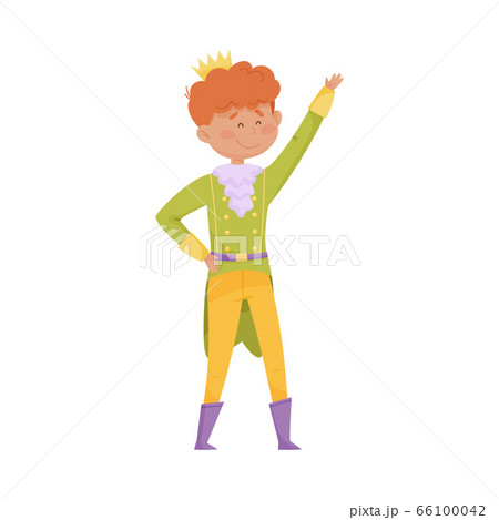 Red Haired Prince with Golden Crown Wearing...のイラスト素材 [66100042] - PIXTA