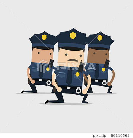 Police officers kneeling cartoon character.のイラスト素材 [66110565] - PIXTA