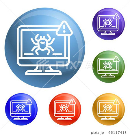 Computer virus detection icons set vectorのイラスト素材 [66117413] - PIXTA