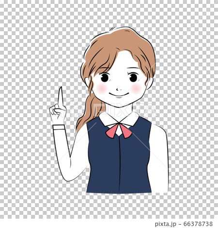Illustration of a female employee pointing up... - Stock Illustration ...