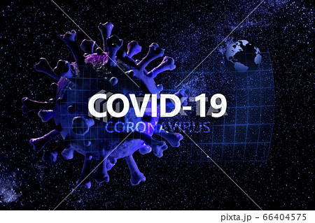 Coronavirus model with Covid-19 signの写真素材 [66404575] - PIXTA