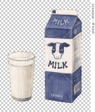 A glass of milk and a milk pack watercolor - Stock Illustration ...