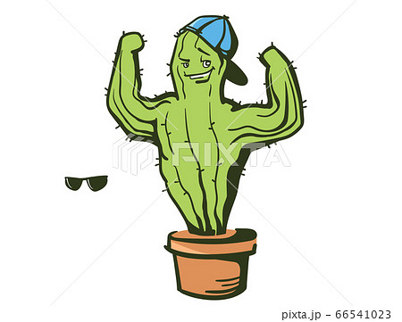 Cactus show muscle biceps. Vector color cartoonのイラスト素材 [66541023] - PIXTA