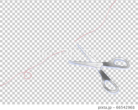 Scissors and broken red thread, transparent ver - Stock Illustration ...