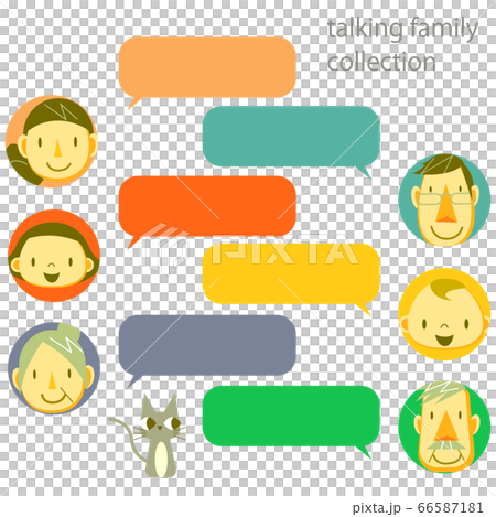 Fun family chat set with cats - Stock Illustration [66587181] - PIXTA