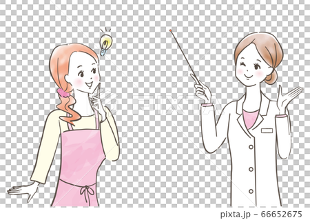 Woman consulting a female doctor in a white... - Stock Illustration ...