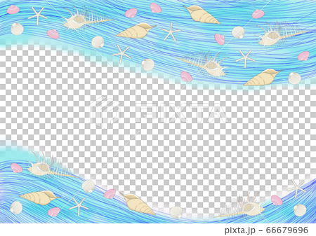 Summer shell light blue frame - Stock Illustration [66679696] - PIXTA