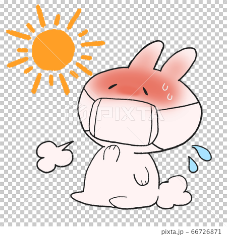 Rabbit with mask heat stroke - Stock Illustration [66726871] - PIXTA